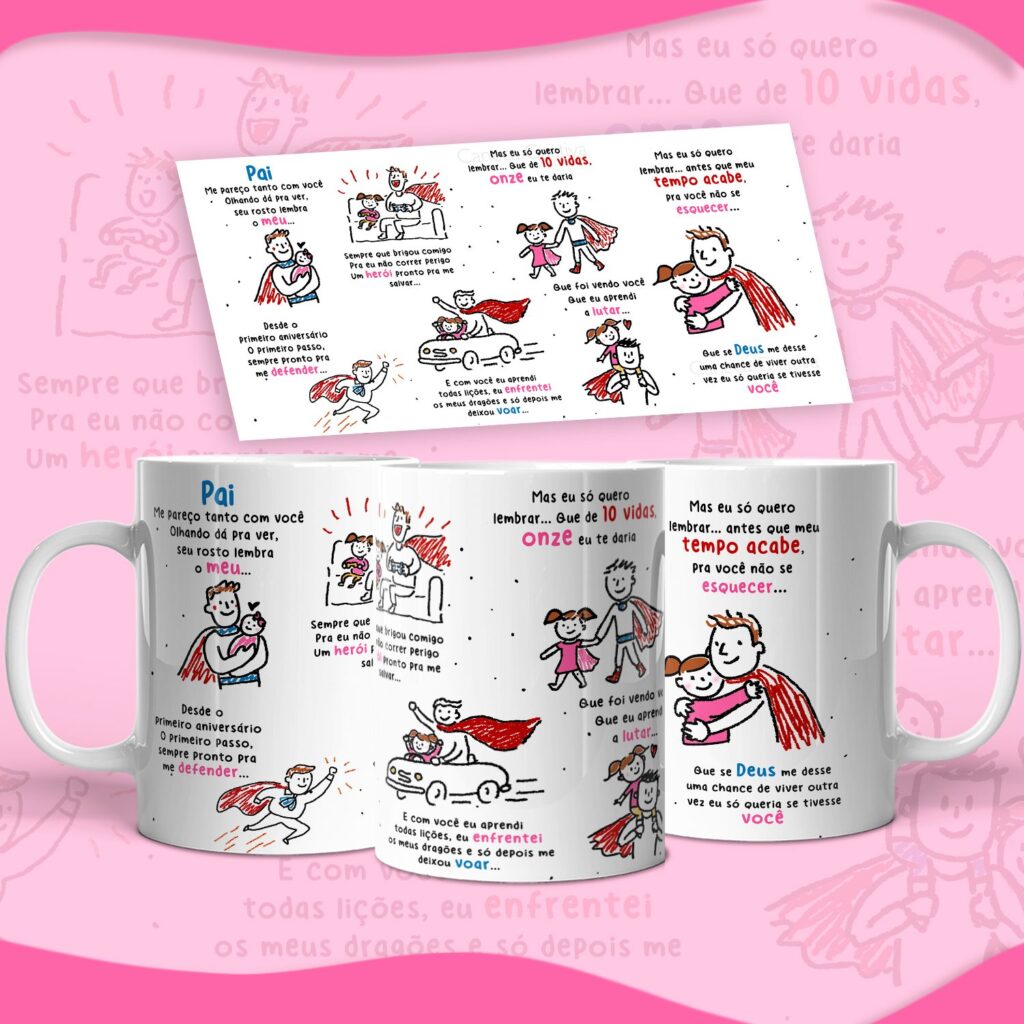 Pai… Onze vidas Versão Pai de Menina – Arte Avulsa Caneca - Drive K&G